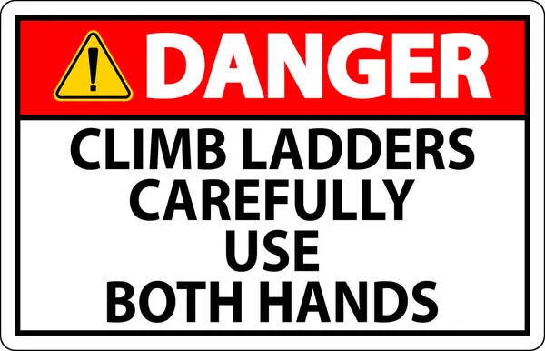 Safety First Sign Climb Ladders Carefully Use Both Hands Stock Vector ...