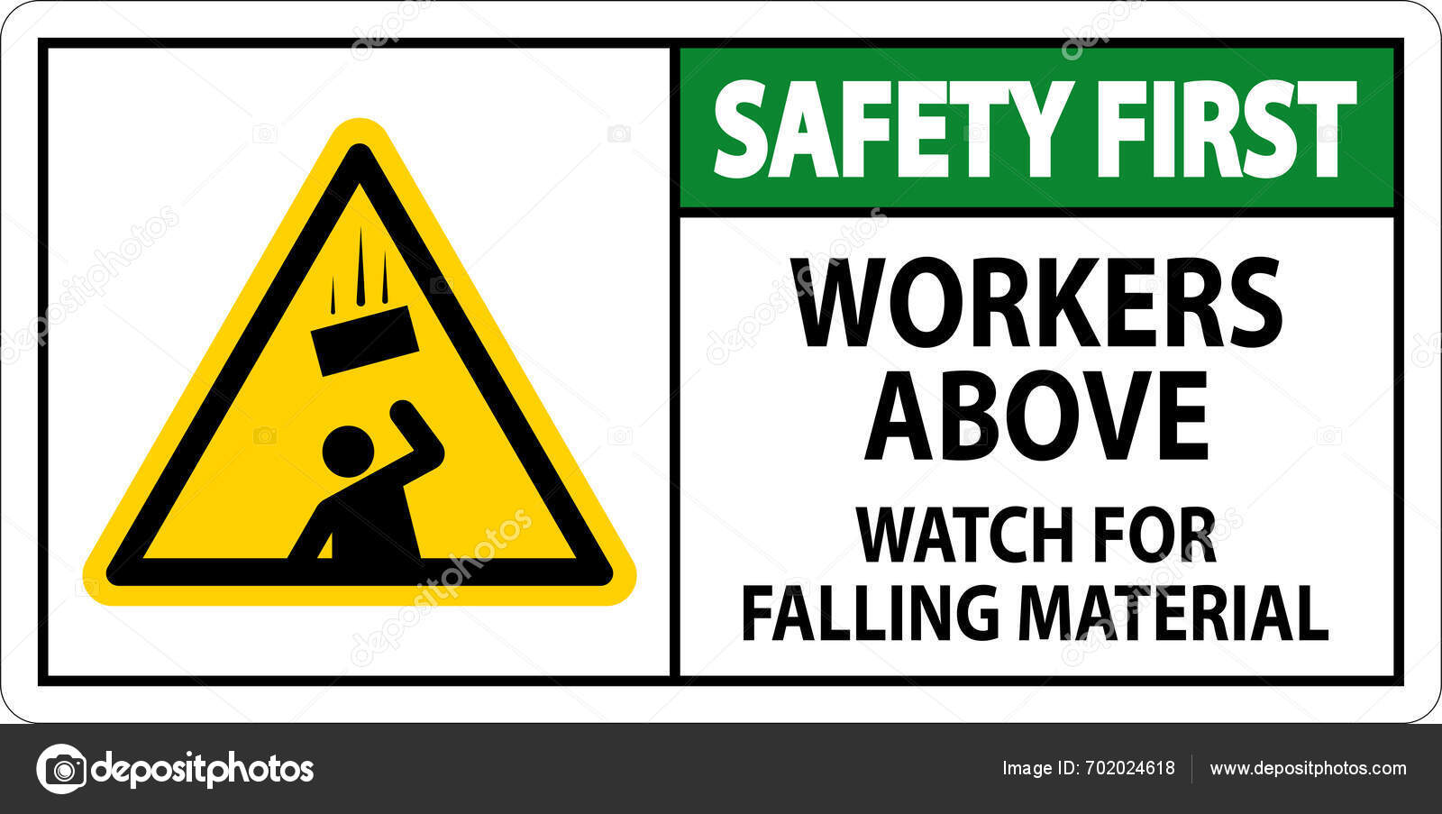 Safety First Sign Workers Watch Falling Material Stock Vector by ...