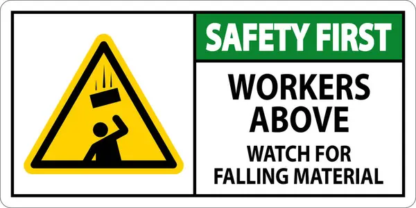 Safety First Falling Debris Sign Workers Overhead Falling Objects Stock ...