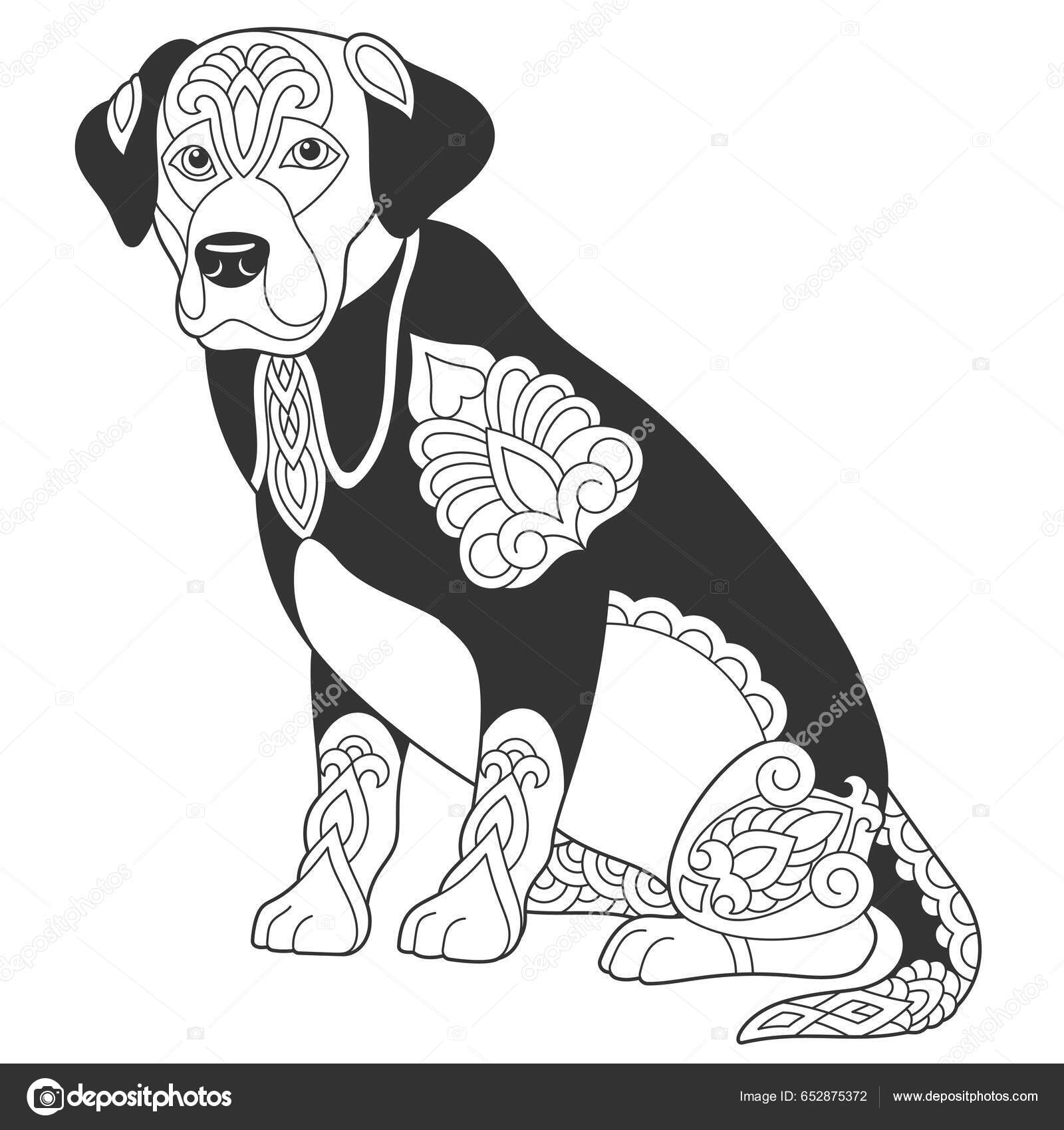 Cute Labrador Dog Design Animal Coloring Page Mandala Zentangle ...