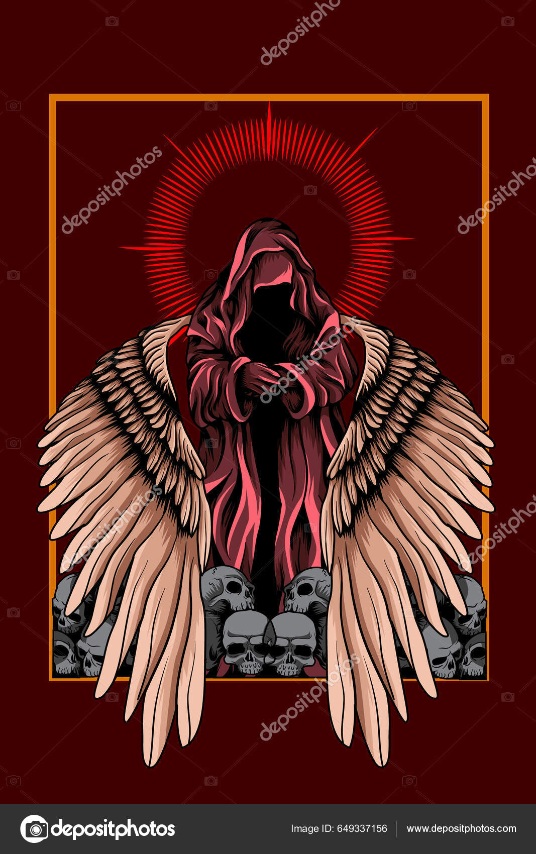 Dark Angel Skull Vector Illustration Stock Vector by ©Skull_vector ...