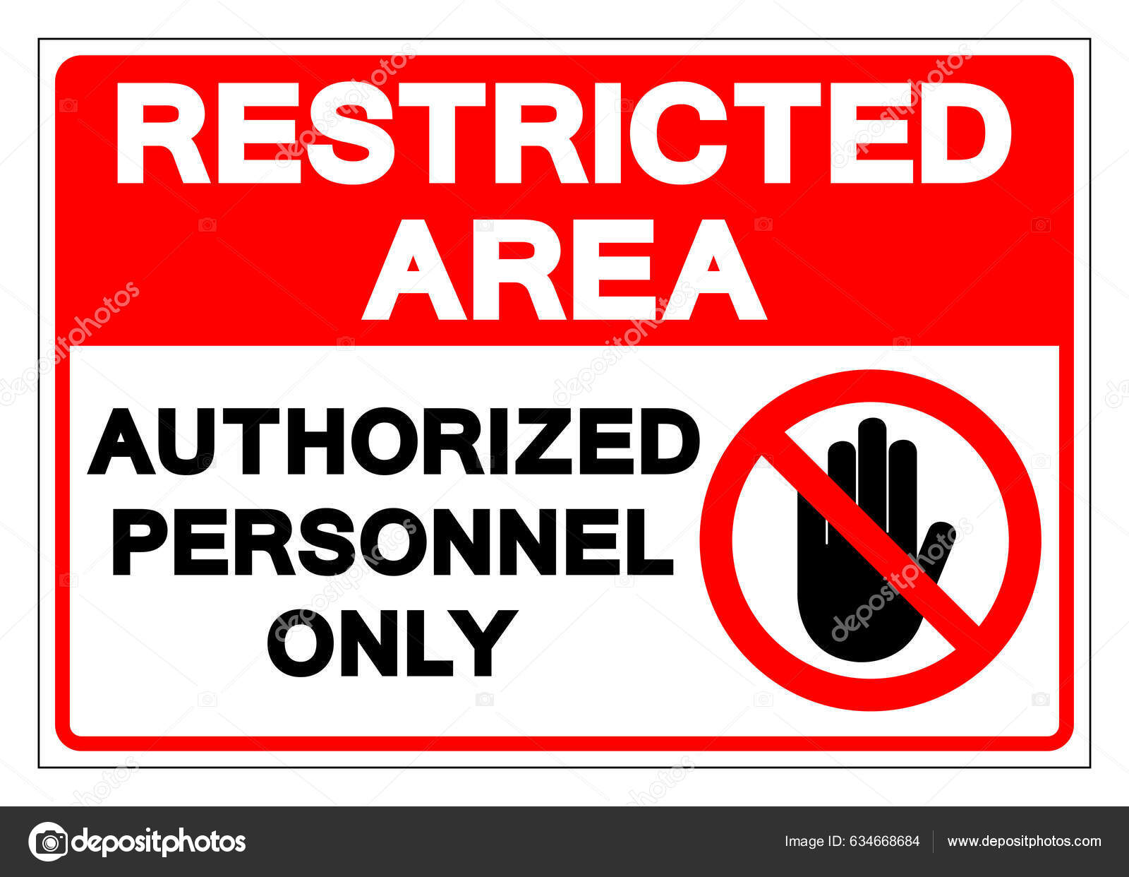 Área Restringida Personal Autorizado Solo Signo Símbolo Ilustración ...