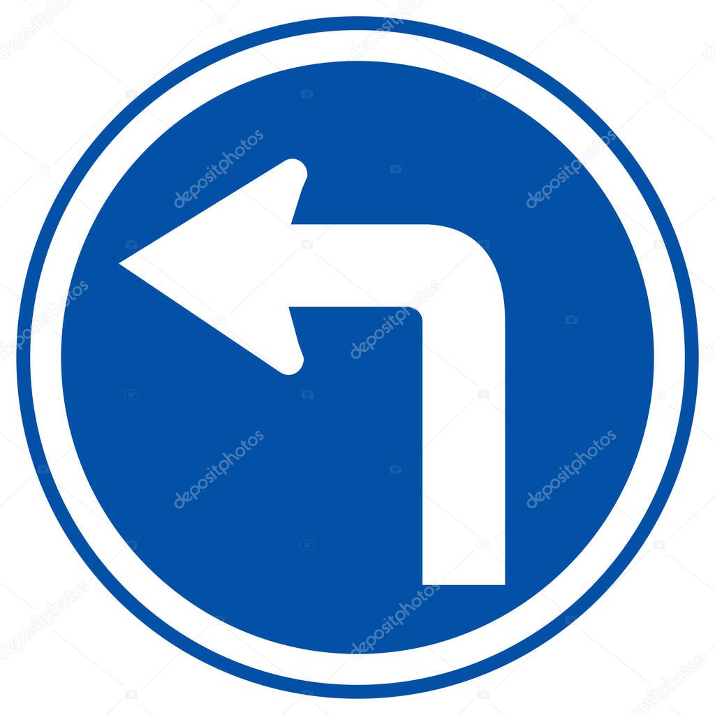 Gire a la izquierda Señal de tráfico, Ilustración de vectores, Aislar ...