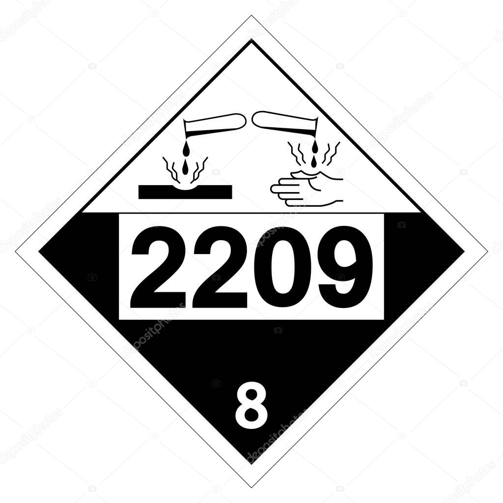 UN2922 Clase 8 Soluciones de formaldehído Signo de símbolo, ilustración ...