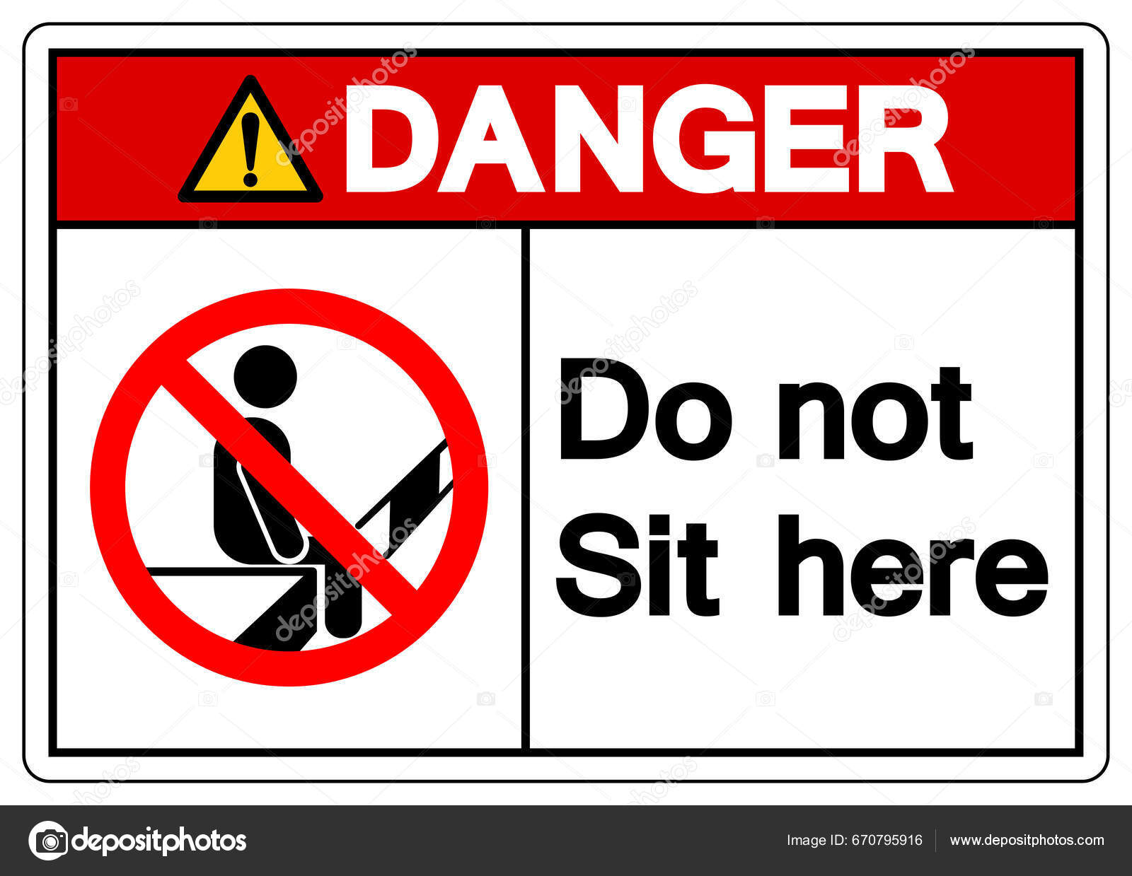 Danger Sit Here Symbol Sign Vector Illustration Isolate White ...