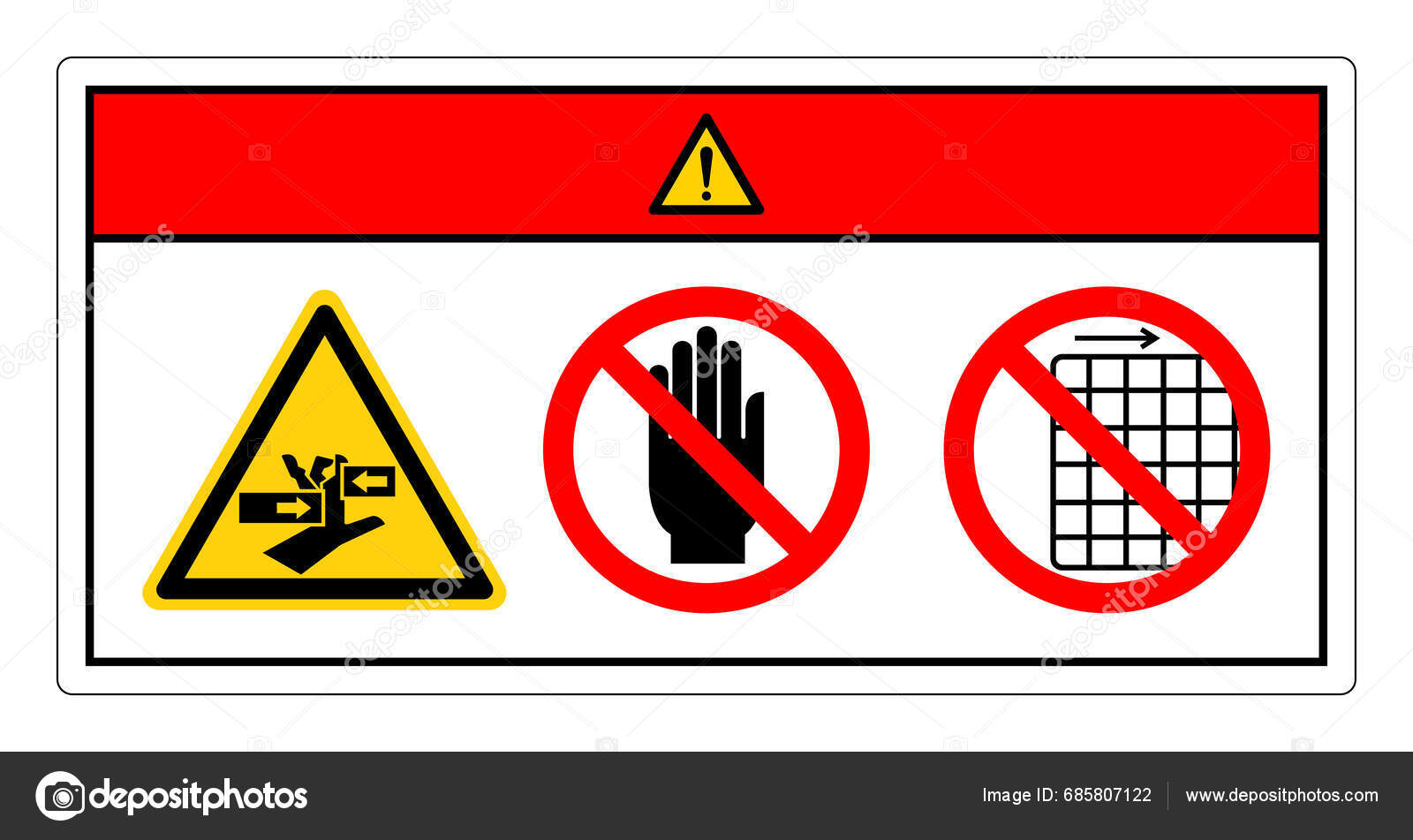 Danger Crush Hand Left Right Touch Remove Guard Symbol Sign Stock ...