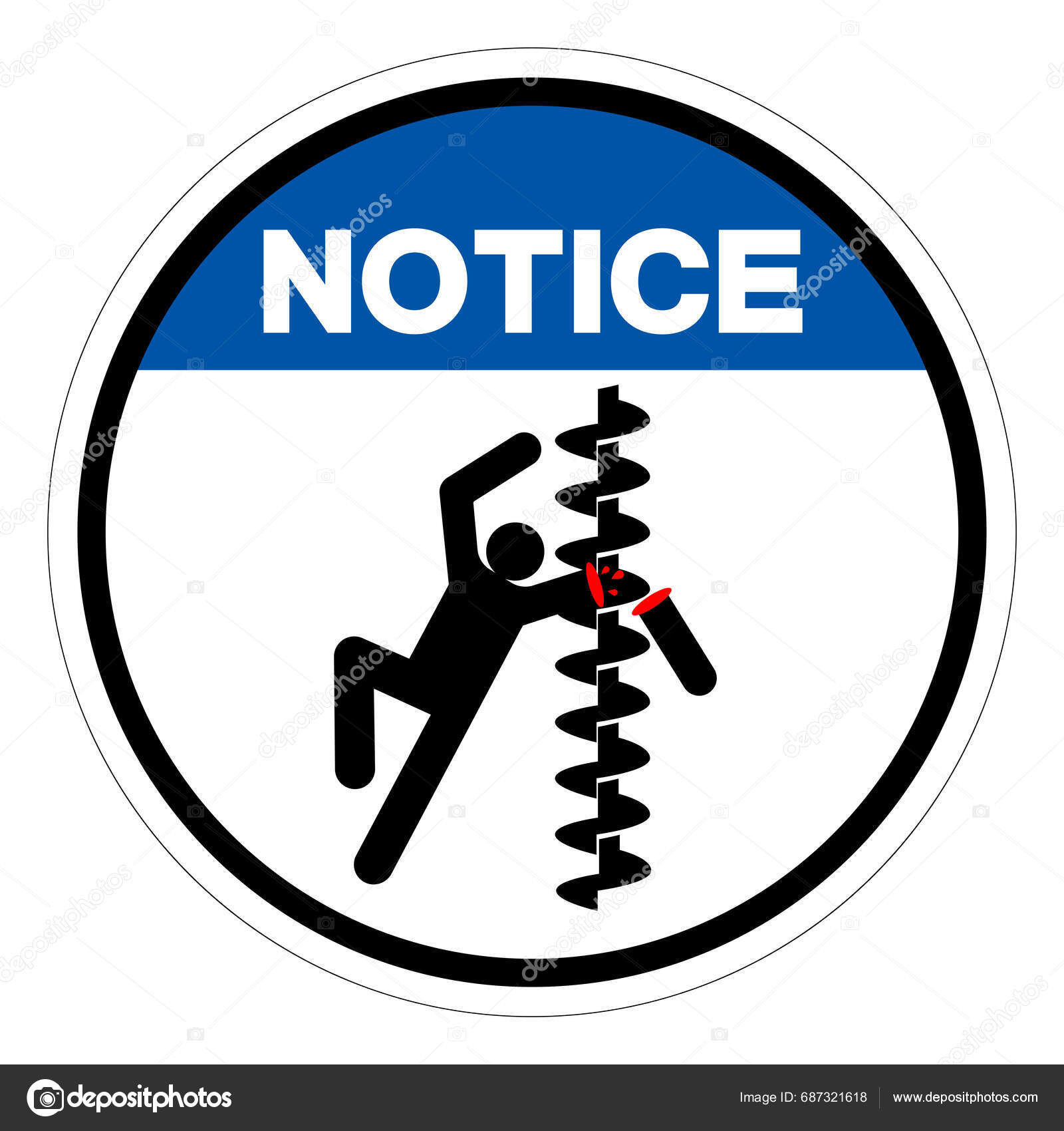 Notice Exposed Rotating Parts Cause Service Injury Death Symbol Sign ...