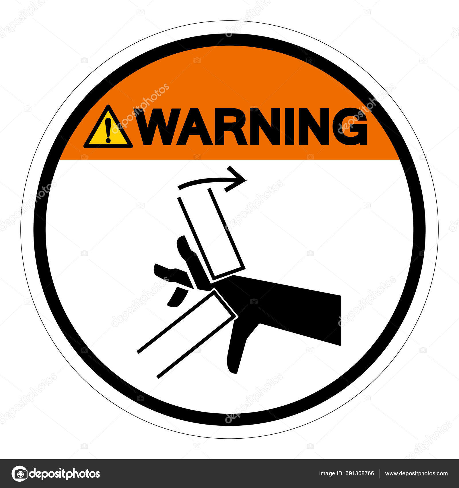 Warning Hand Crush Pinch Point Symbol Sign Vector Illustration Isolate ...