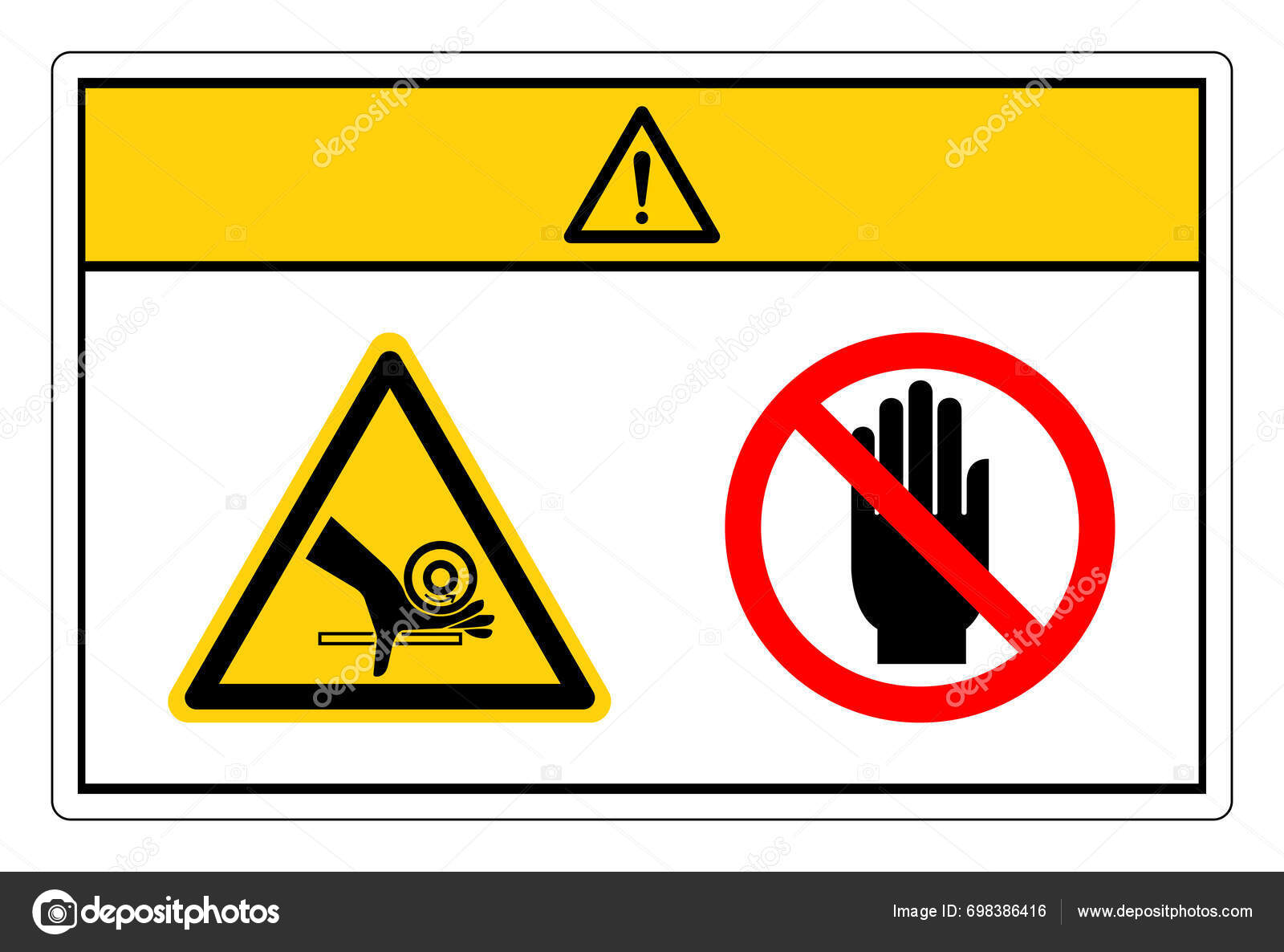 Caution Hand Crush Roller Pinch Point Touch Symbol Sign Vector Stock ...