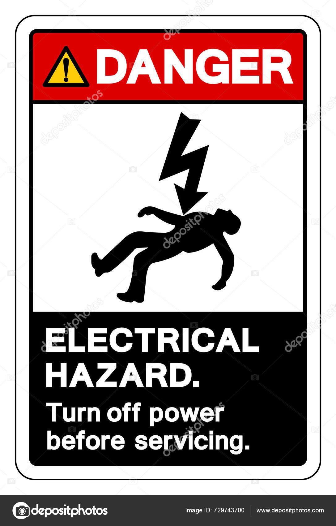 Danger Electrical Hazard Turn Power Servicing Symbol Sign Vector ...