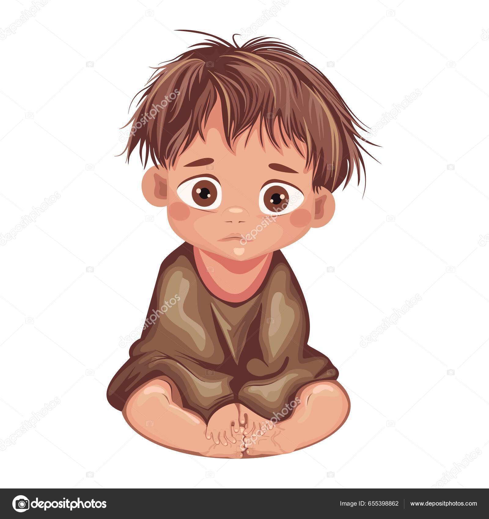 Illustration de Enfant Est Orphelin Image Vectorielle D'un Petit Garçon ...