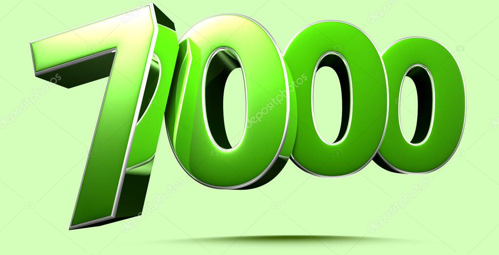 Número 7000 Ilustración 3D fondo verde claro tiene trayectoria de ...