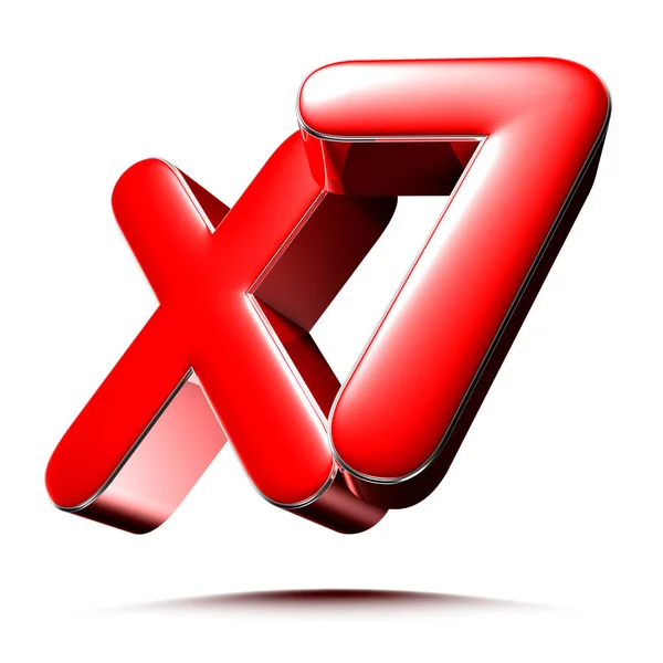 X7 red 3D illustration on white background with clipping path ...