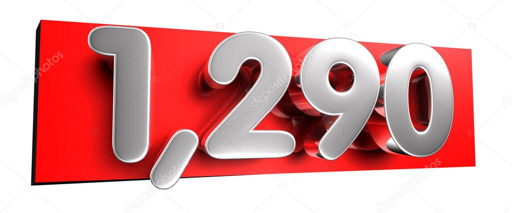 El número blanco 1290 sobre un cuadro de texto rojo La ilustración 3D ... El número blanco 1290 sobre un cuadro de texto rojo La ilustración 3D ...