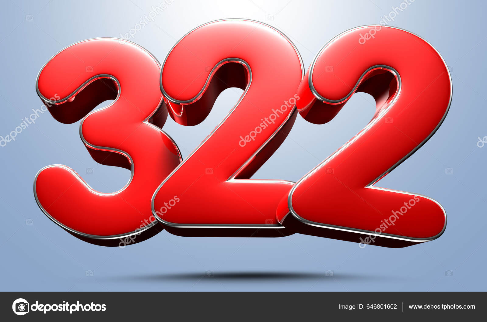 Number 322 Red Illustration Light Blue Background Have Work Path ...