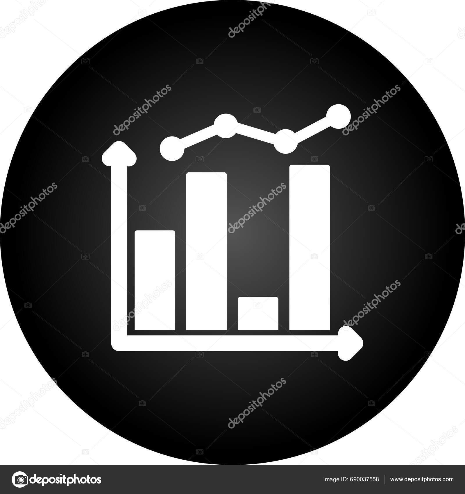 Bar Chart Icon Black Style Isolated White Background Statistics Growth ...