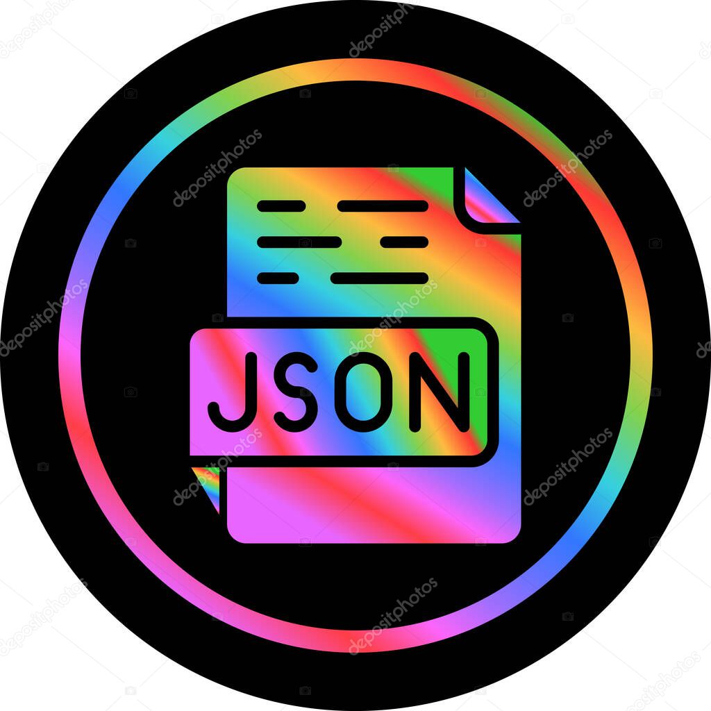 json icono de formato de archivo, vector de ilustración 2024