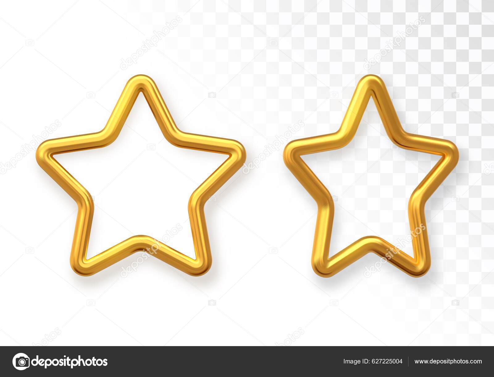 Gold Metallic Stars Isolated Transparent Background Realistic Christmas ...