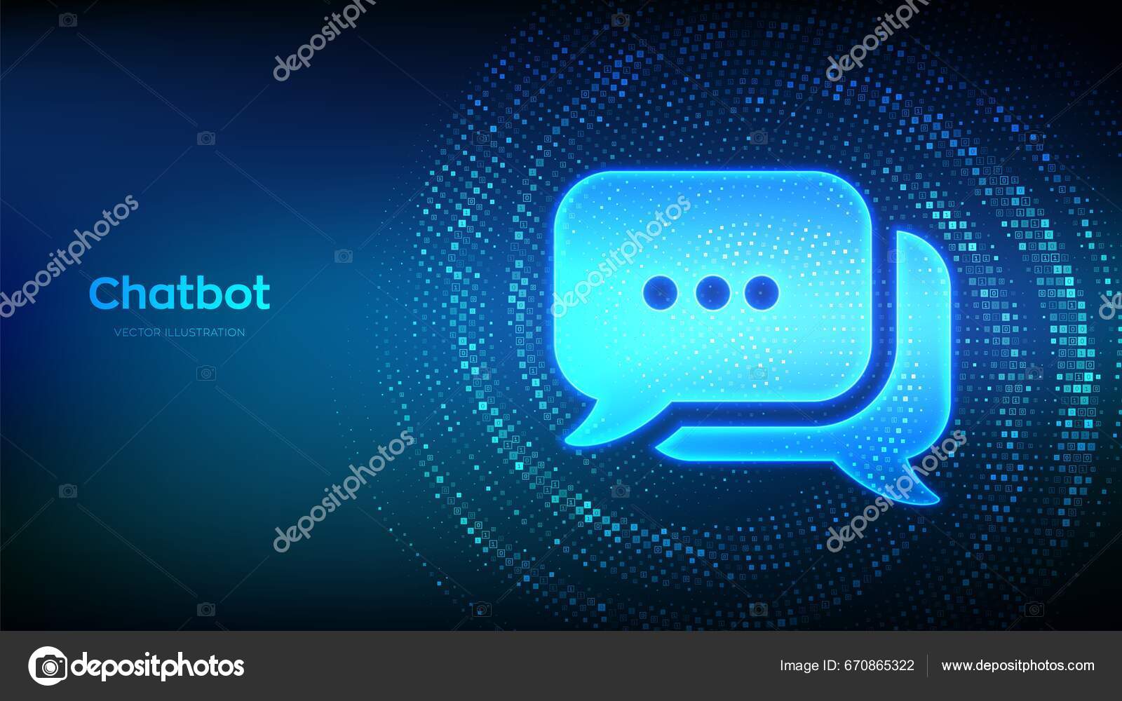 Chat Icon Made Binary Code Chatbot Assistant Application Talk Bubble ...