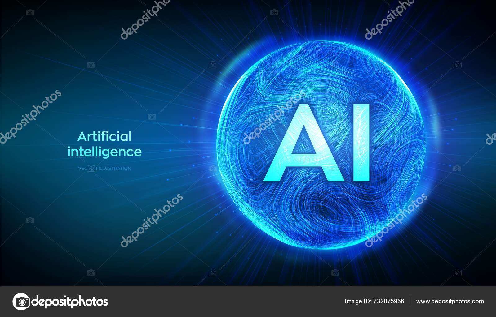 Artificial Intelligence Logo Artificial Intelligence Machine Learning Concept Sphere Grid Stock ...