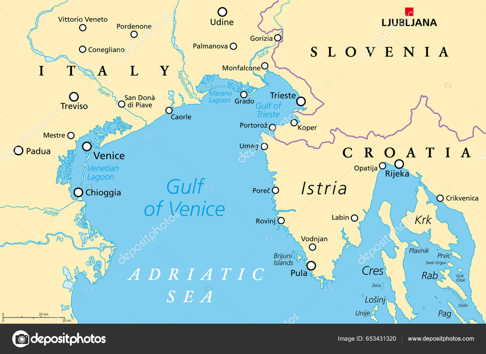 Véneto Mapa Político De Italia