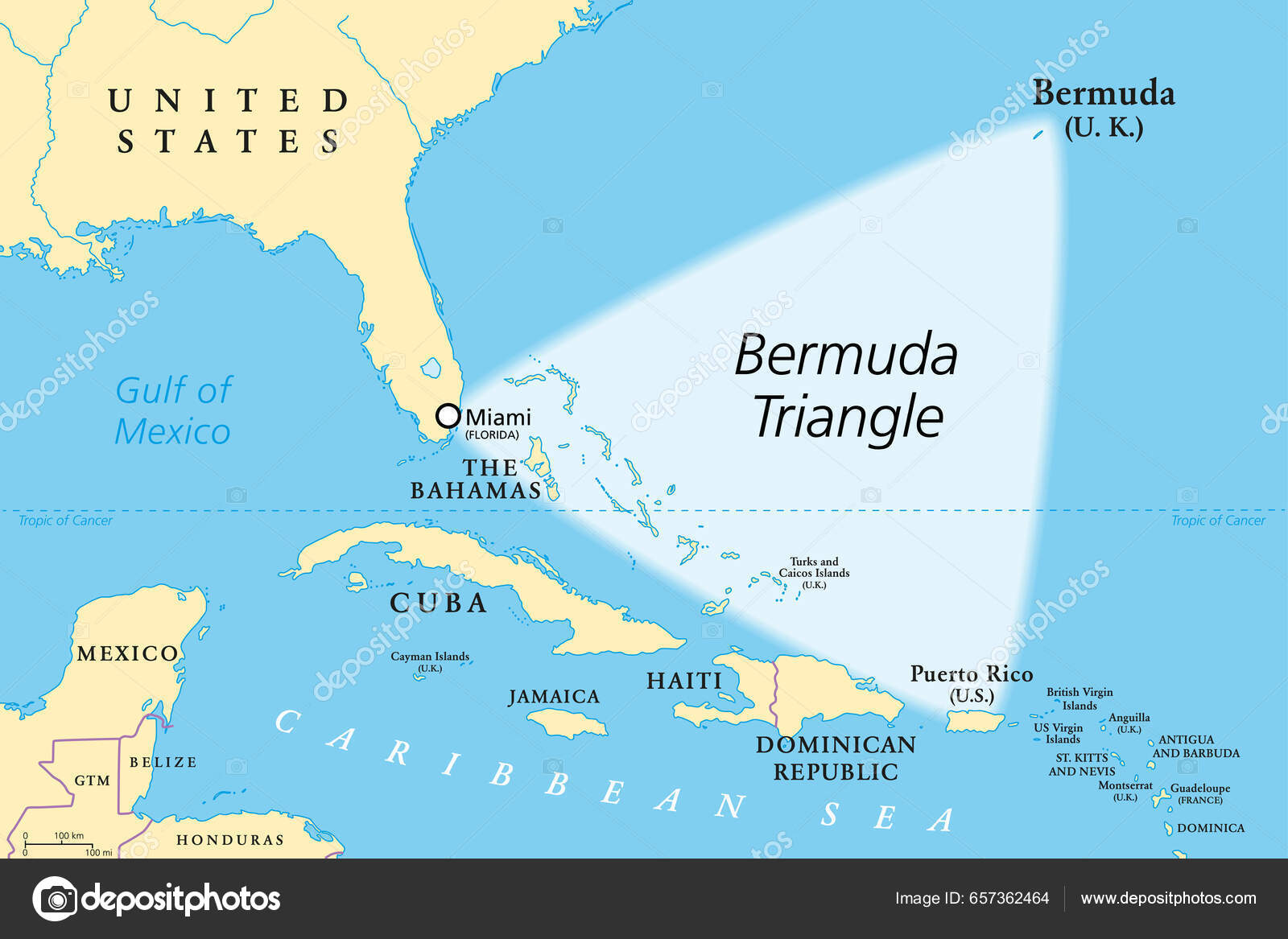 Image vectorielle Bermuda Triangle Devils Triangle Carte Politique ...