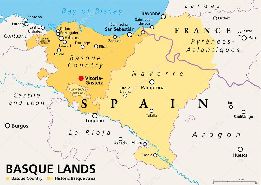 País Vasco Mapa Político País Vasco Comunidad Autónoma España Con ...