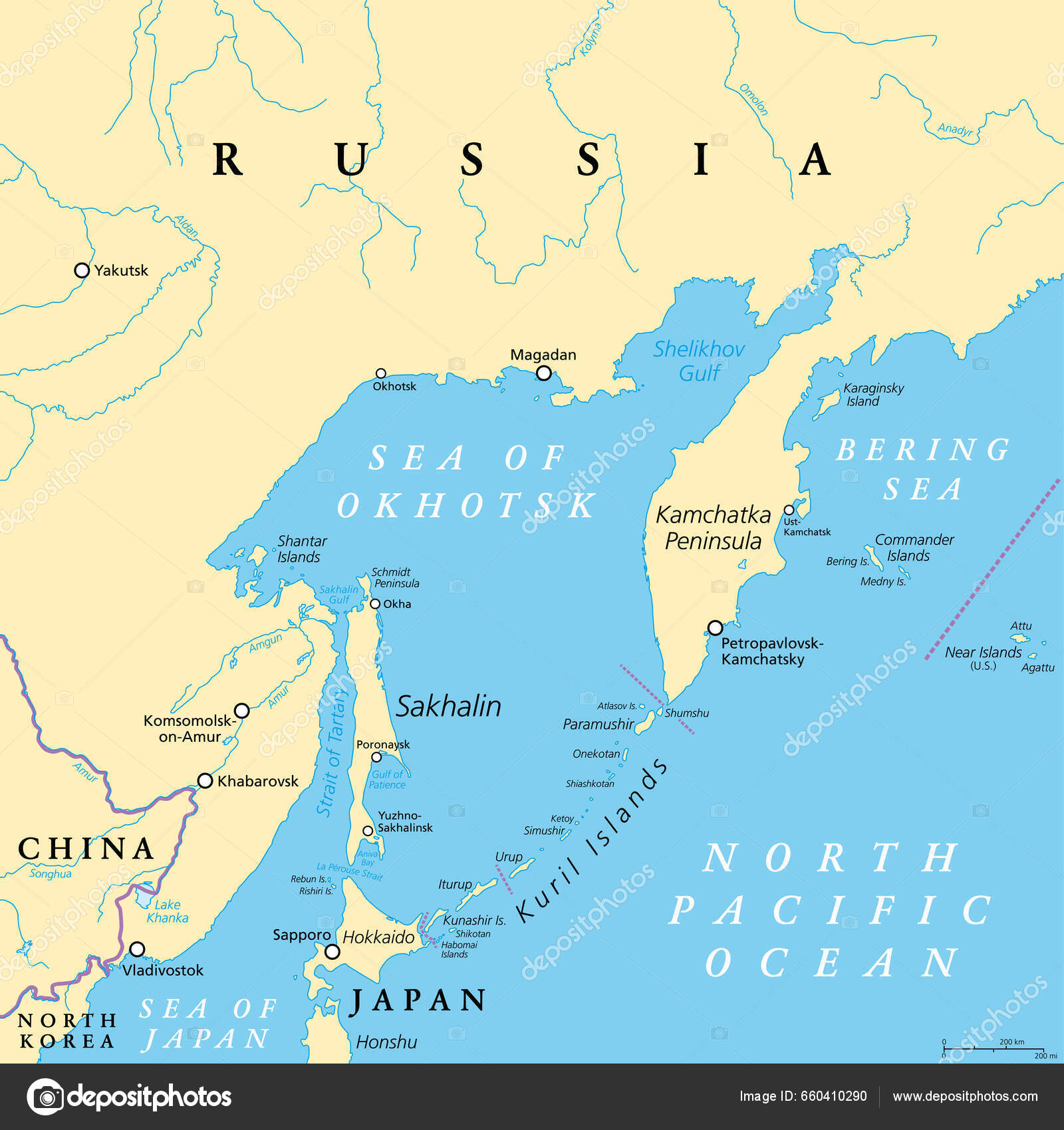 Kaart Van De Noordelijke Stille Oceaan Met Eilanden Caribische