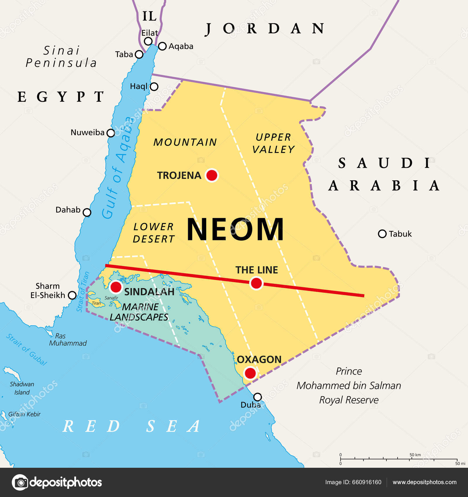 Regions Places Neom Political Map Planned Smart City Tabuk Province ...