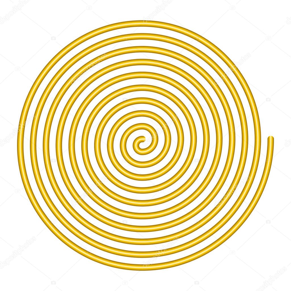 Espiral lineal grande. Espiral de color oro de Arquímedes con diez ...