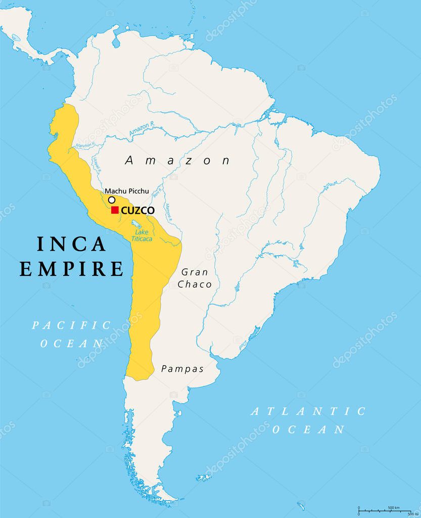 Imperio Inca Mayor Extensión Alrededor 1525 Mapa Político También ...