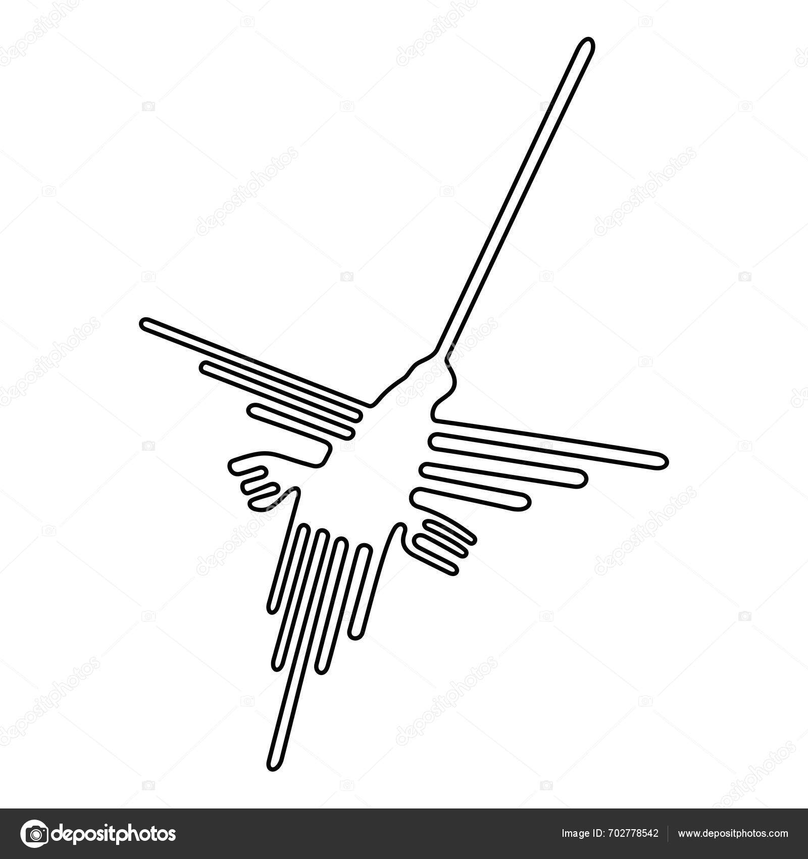 Motivo Colibrí Líneas Nazca Desierto Del Sur Perú Símbolo Pájaro Vector ...