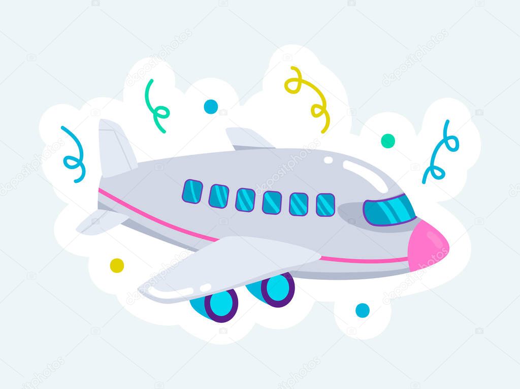 Cute Airplane Flying Sky Aviation Transport Flights Vector Illustration ...