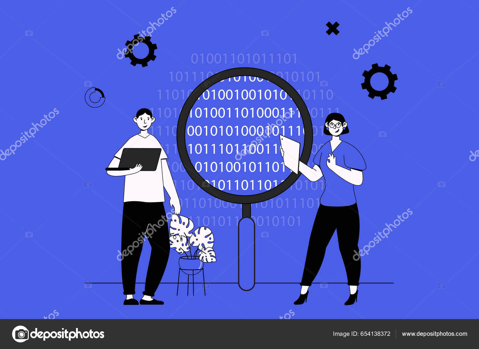Big Data Analytics Web Concept Character Scene Flat Design People Stock ...