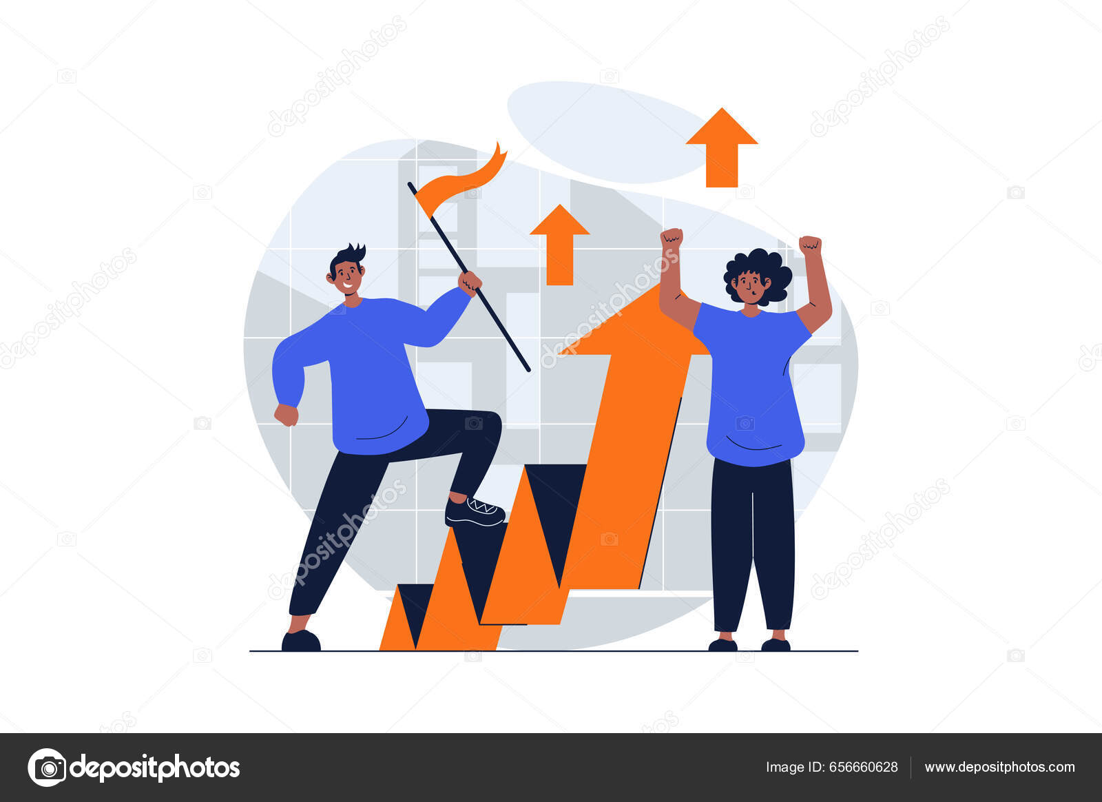 Teamwork Web Concept Character Scene Men Working Together Developing Project Stock Vector by ...