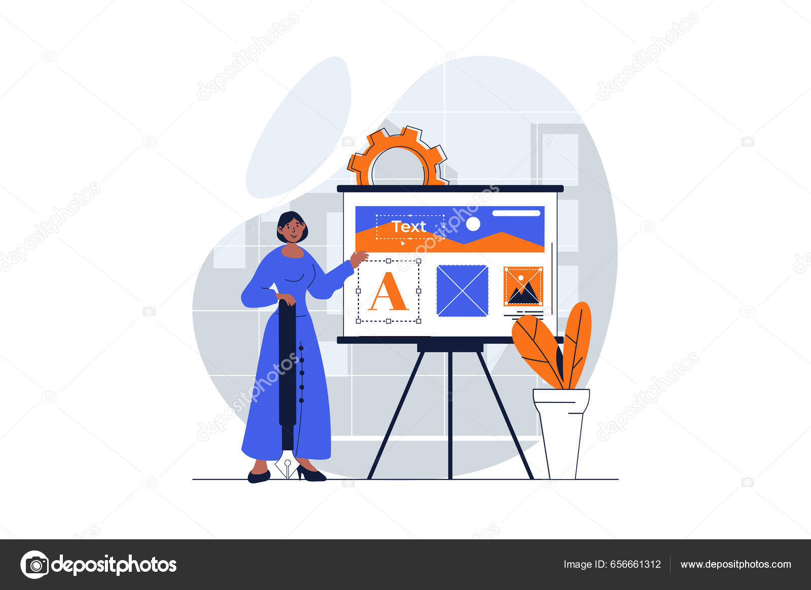 Web Development Concept Character Scene Woman Creating Different ...