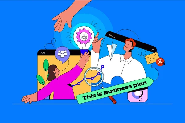 Business making web concept in flat 2d design. Men brainstorming ...