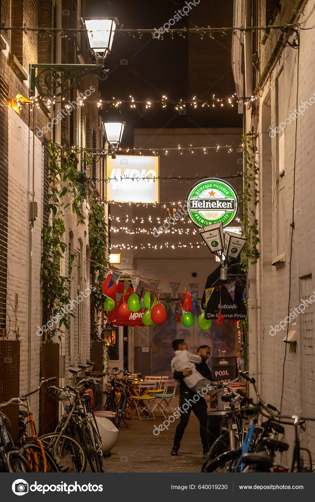 Hague Netherlands Two Men Horsing Back Alley Night — Stock Editorial ...