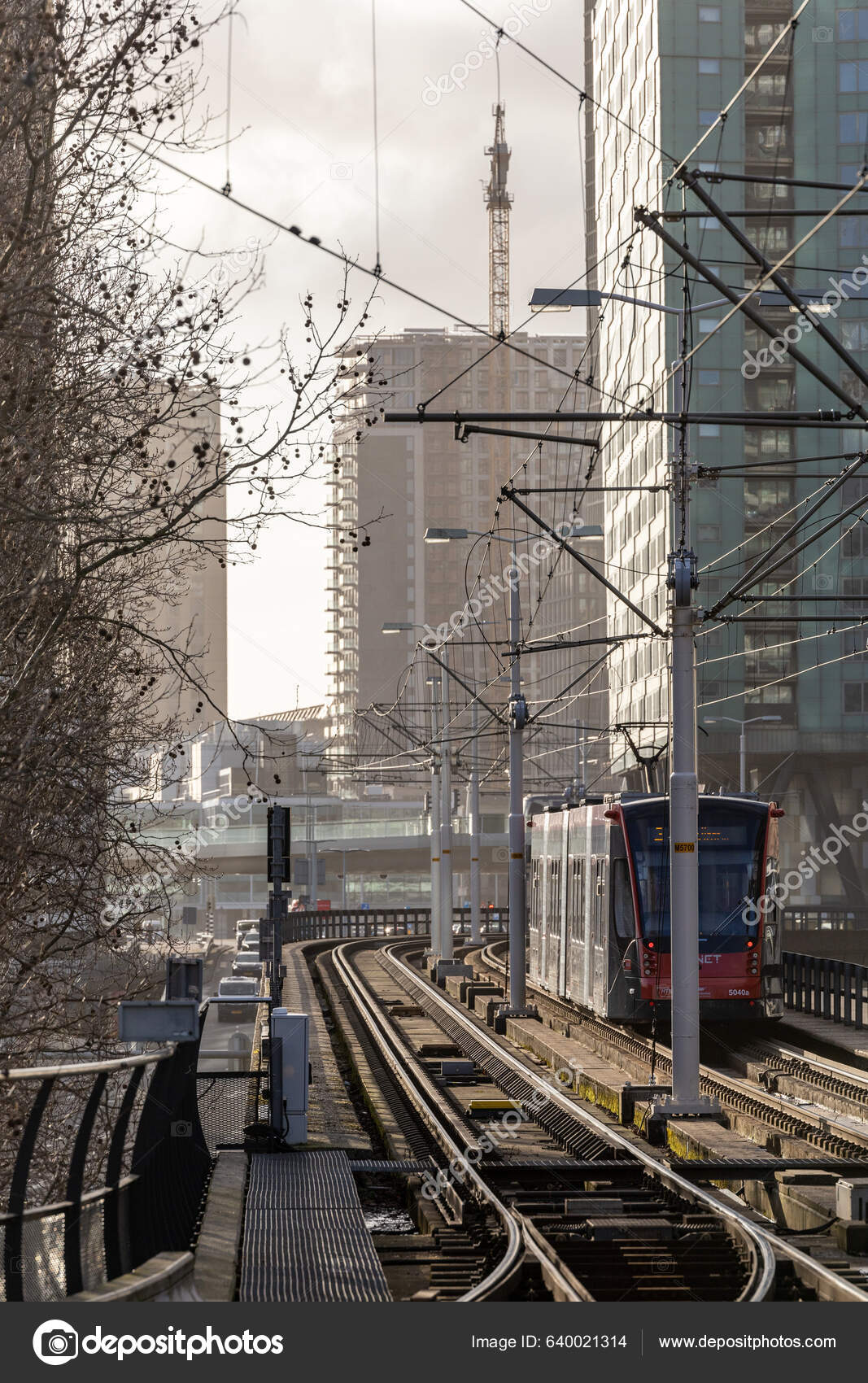 Hague Netherlands Modern Elevated Tram System Downtown — Stock ...