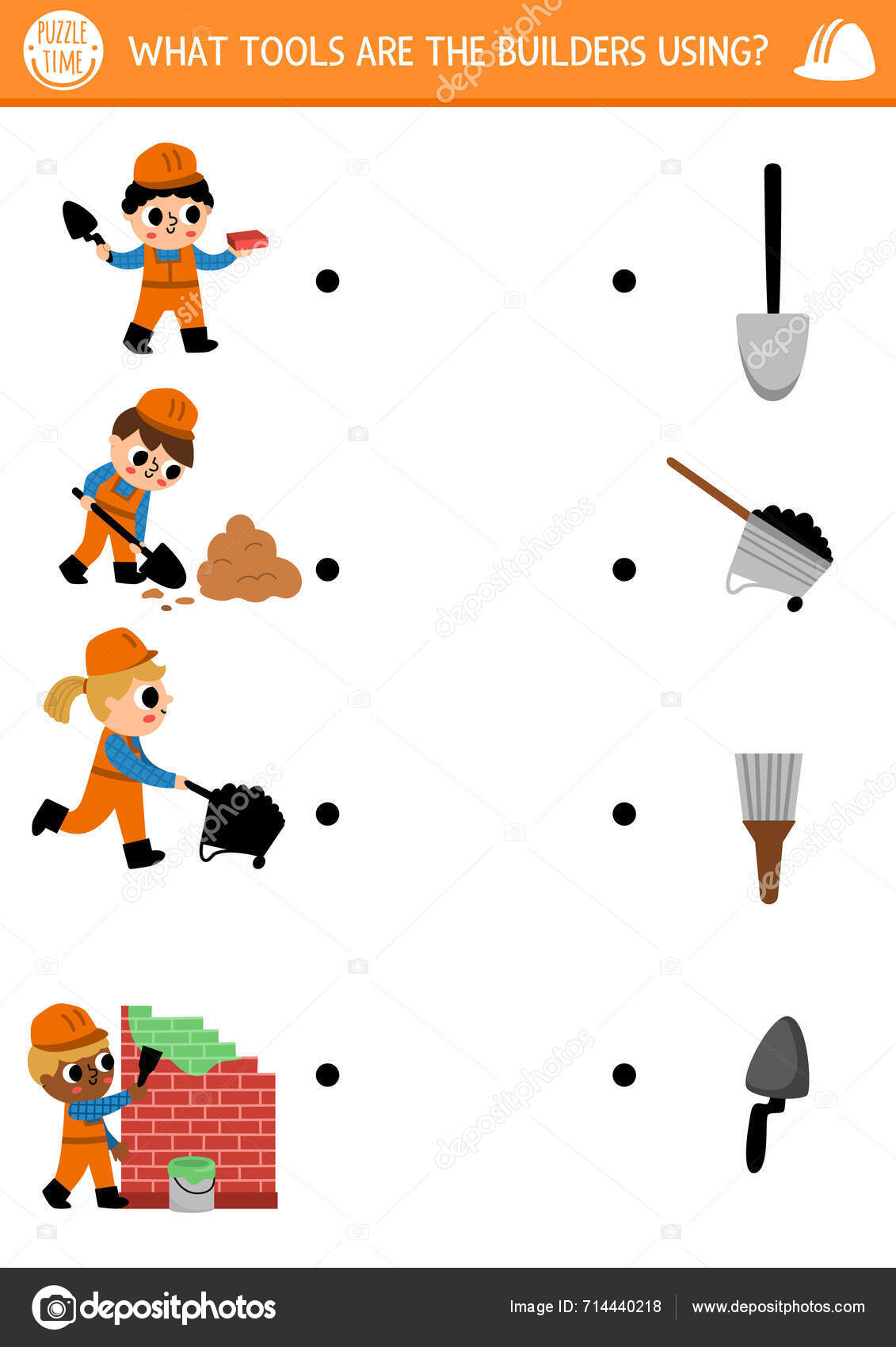 Construction Site Shadow Matching Activity Builders Tools Building ...