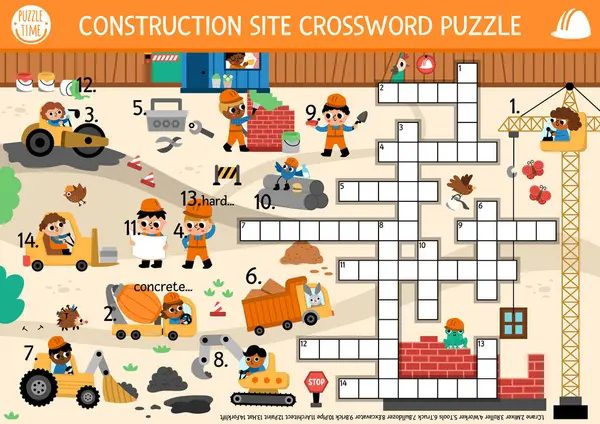 Construction Site Shadow Matching Activity Builders Tools Building Works Puzzle Stock Vector by ...