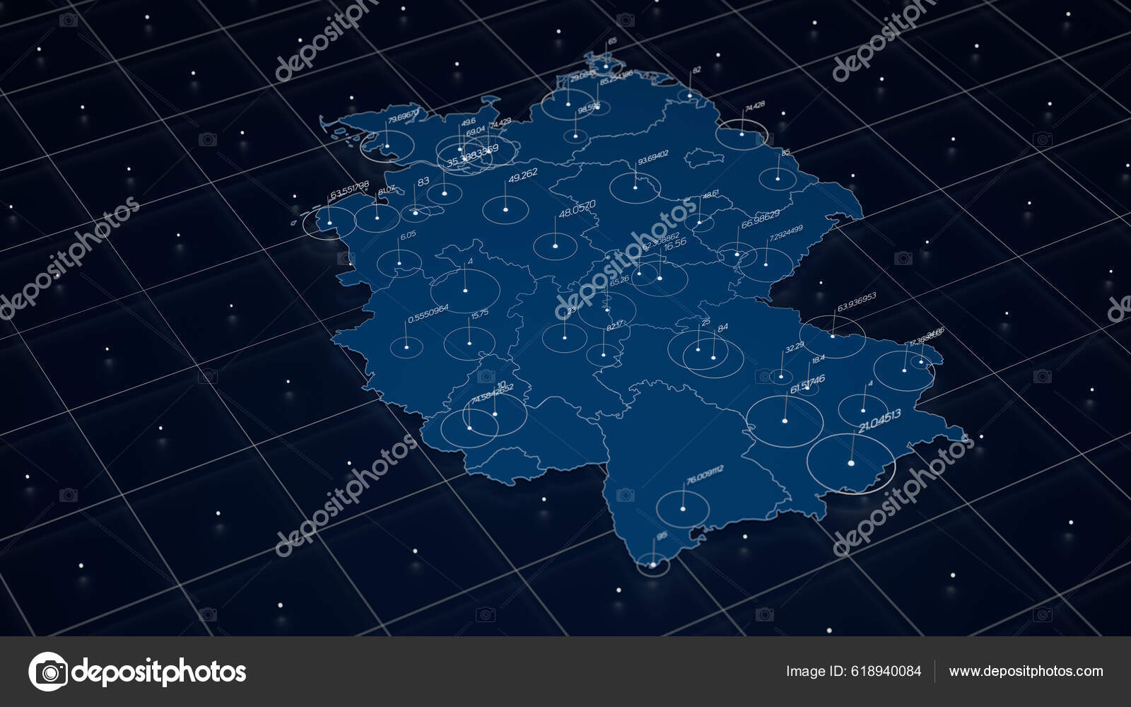 Germany Blue Map Big Data Visualization Futuristic Map Infographic ...