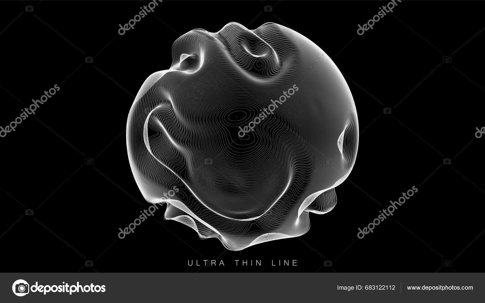 Ultra Thin Line Fluid Geometry Dynamic Vector Distorted Spheres Digital ...