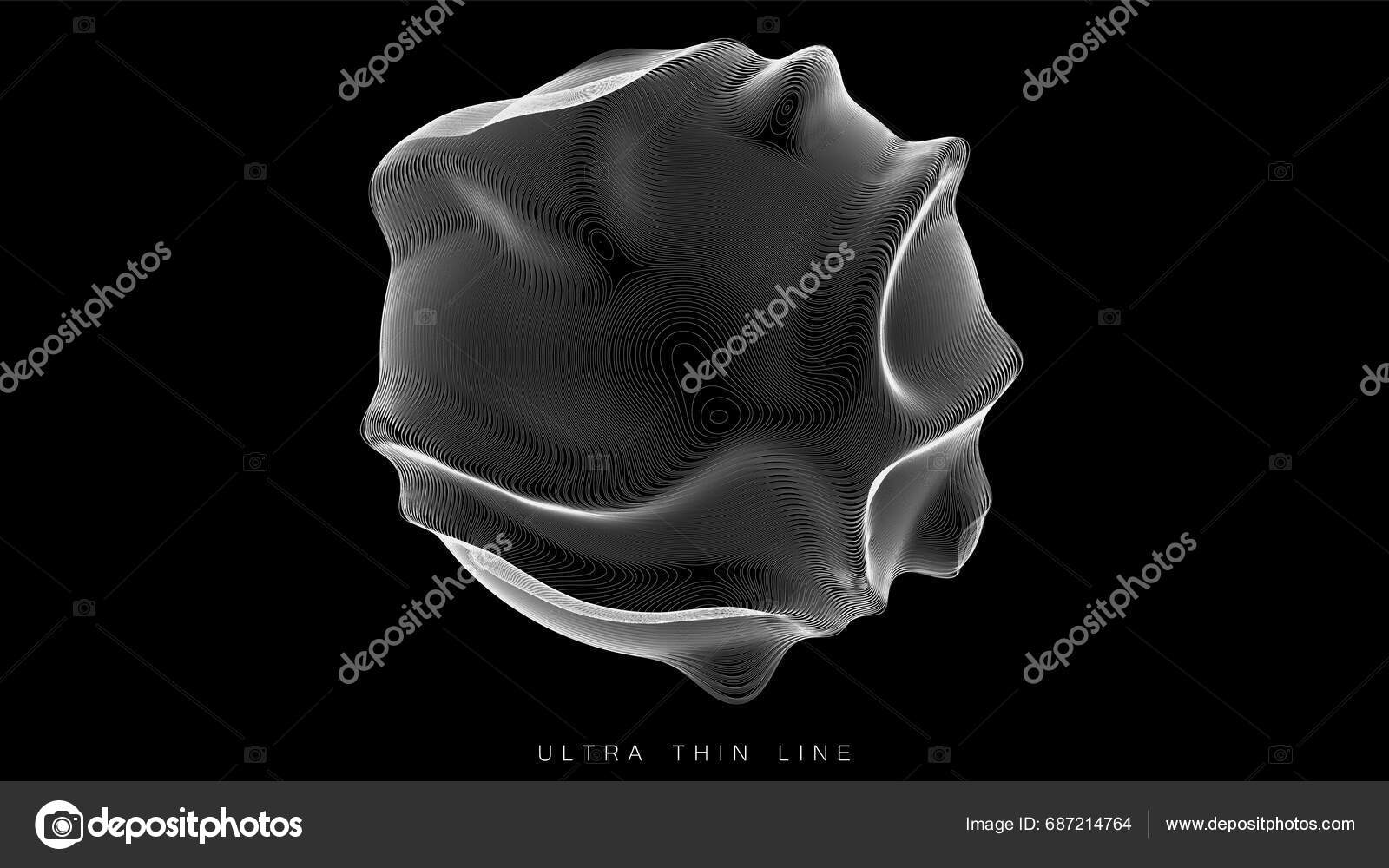 Ultra Thin Line Fluid Geometry Dynamic Vector Distorted Spheres Digital ...