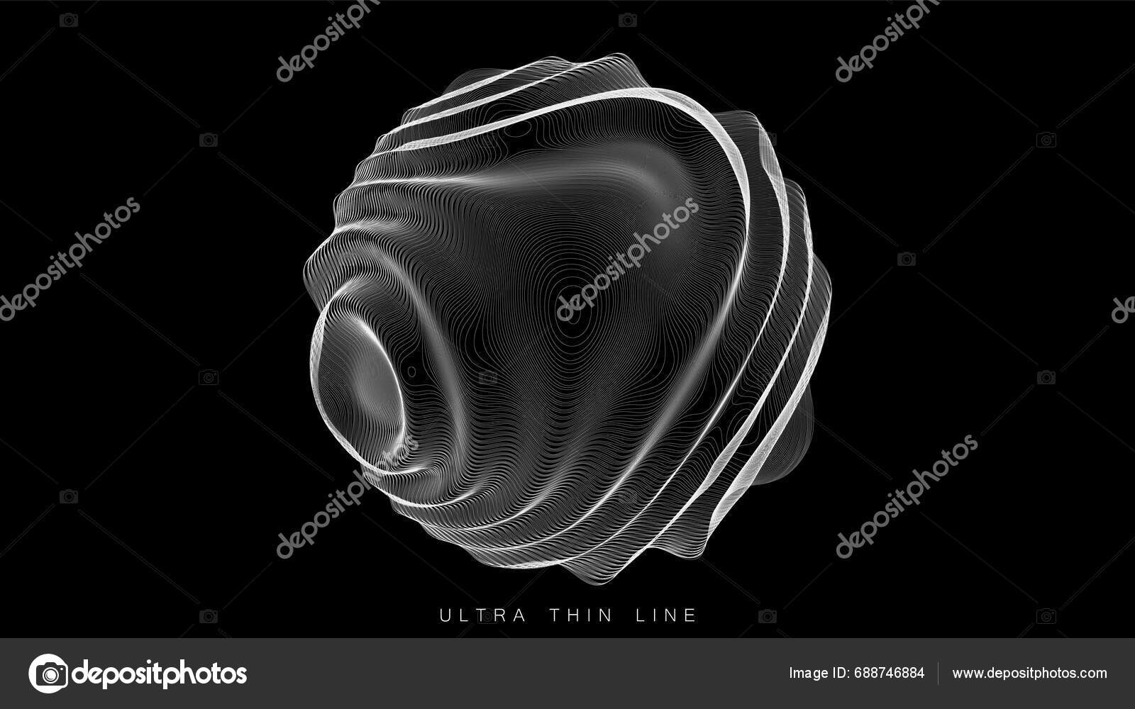 Ultra Thin Line Fluid Geometry Dynamic Vector Distorted Spheres Digital ...