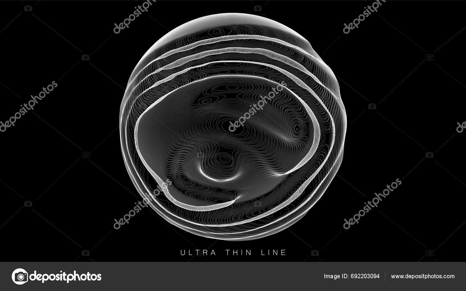 Ultra Thin Line Fluid Geometry Dynamic Vector Distorted Spheres Digital ...