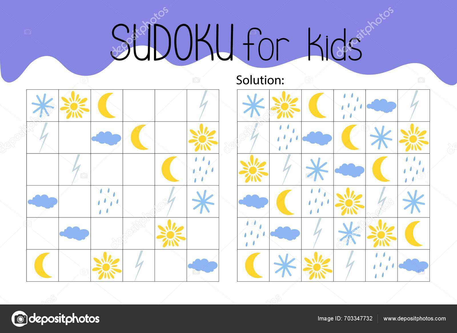 Weather Sudoku Educational Game Leisure Activity Worksheet Vector ...