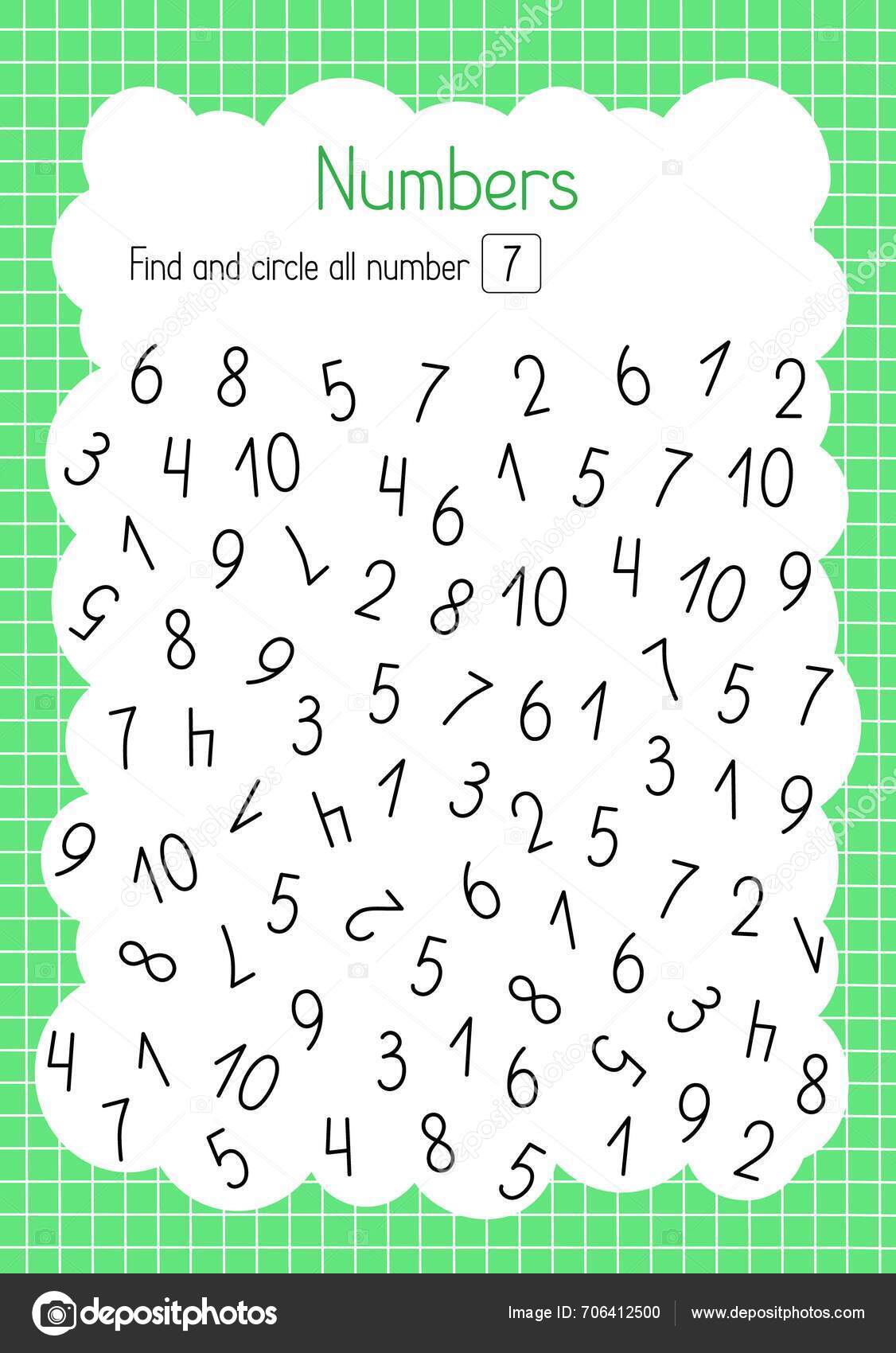 Find Circle Number Seven Simple Educational Activity Children Outline ...