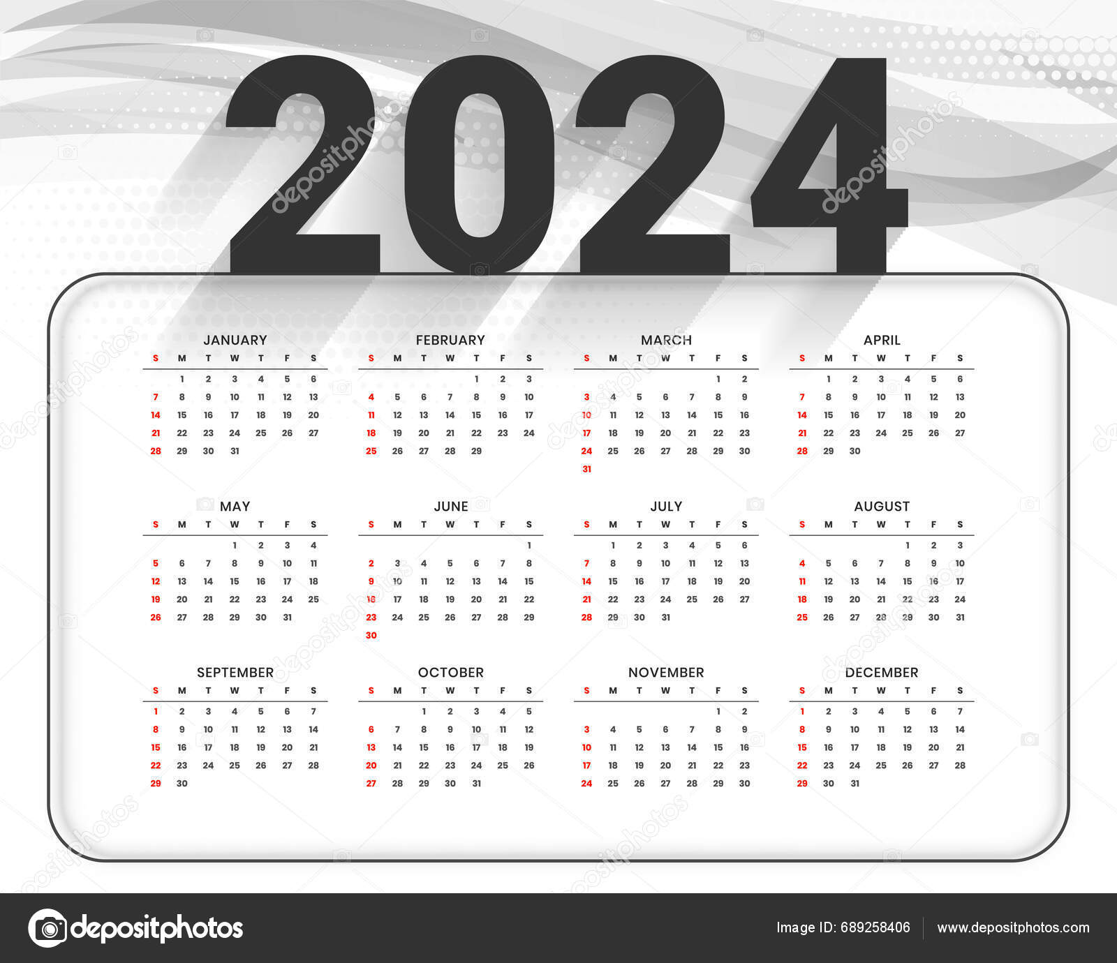 White Black 2024 English Calendar Template Schedule Monthly Task Vector ... White Black 2024 English Calendar Template Schedule Monthly Task Vector ...