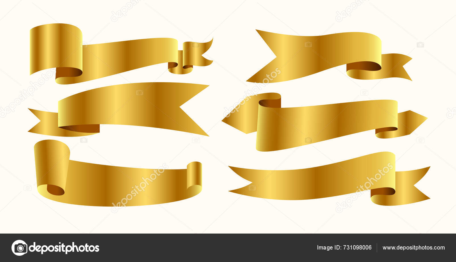Set Golden Ribbon Label Banner Design Vector Stock Vector by ©StarLine ...